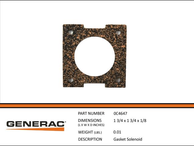 Generac Guardian 0C4647 GASKET SOLENOID – Genpartsupply