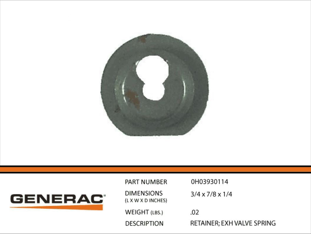Generac Exhaust Valve Spring Retainer Part# 0H03930114 – Genpartsupply