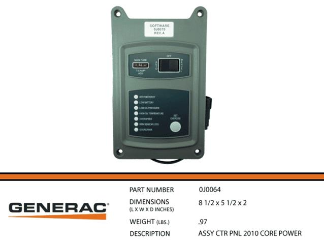 Generac Guardian ASSEMBLY CONTROL PANAL 2010 CORE POWER 0J0064 ...