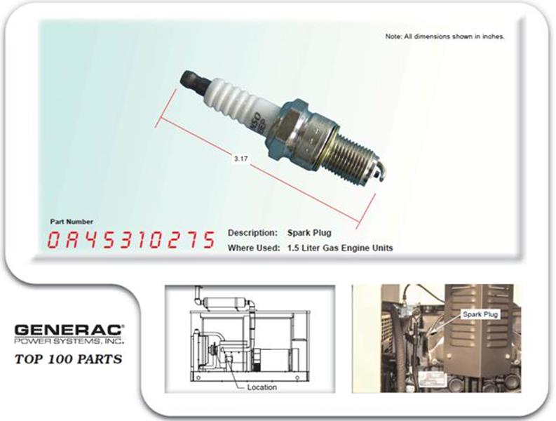 Generac Guardian SPARK PLUG 0A45310275 – Genpartsupply