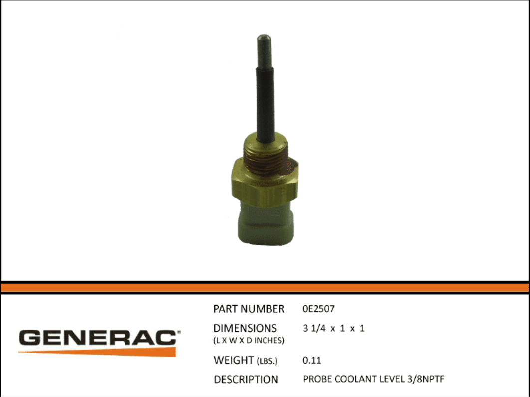 Generac Probe Coolant Level 3/8NPTF Part# 0E2507 – Genpartsupply